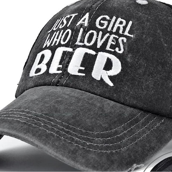 Slogan Hat | Accessories | Women Bun Cap Mesh Trucker Cap Distressed ...